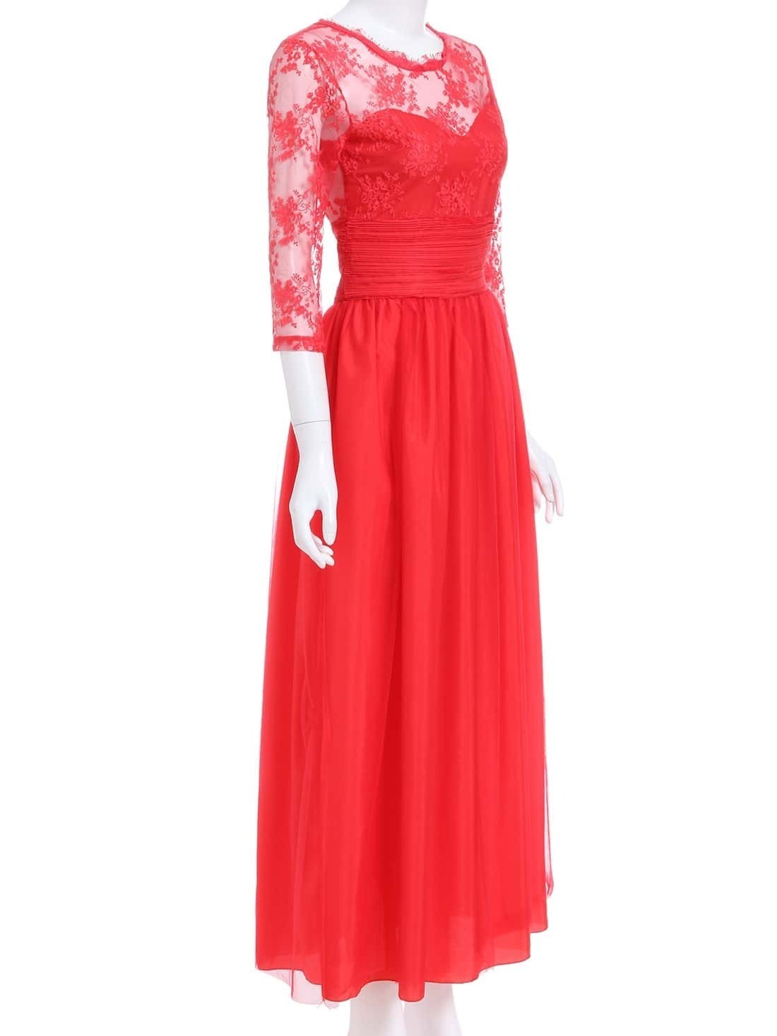 Sheer Mesh Embroidered Maxi Dressfor Women Romwe
