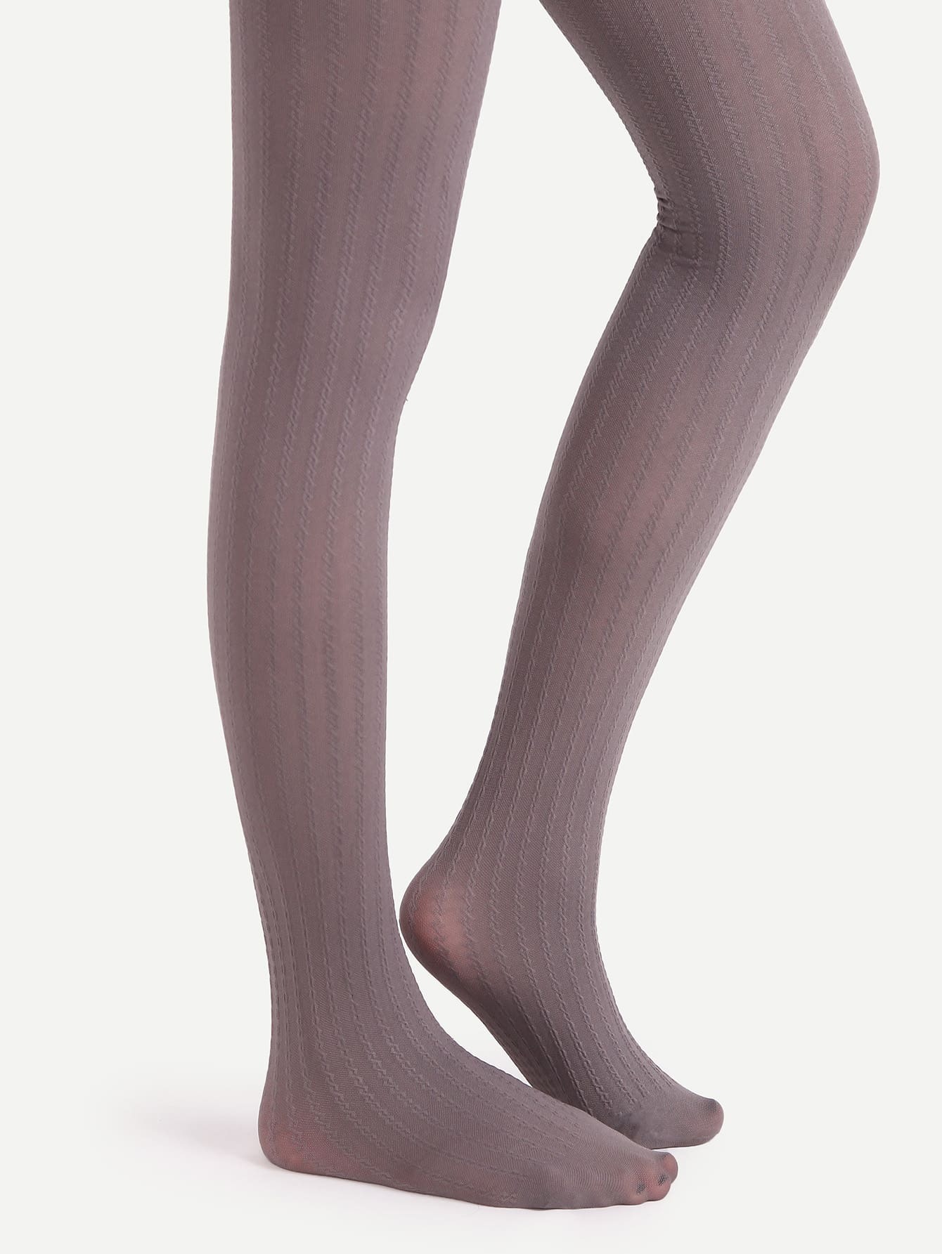 Grey High Stretch Textured Pantyhose Stockings
