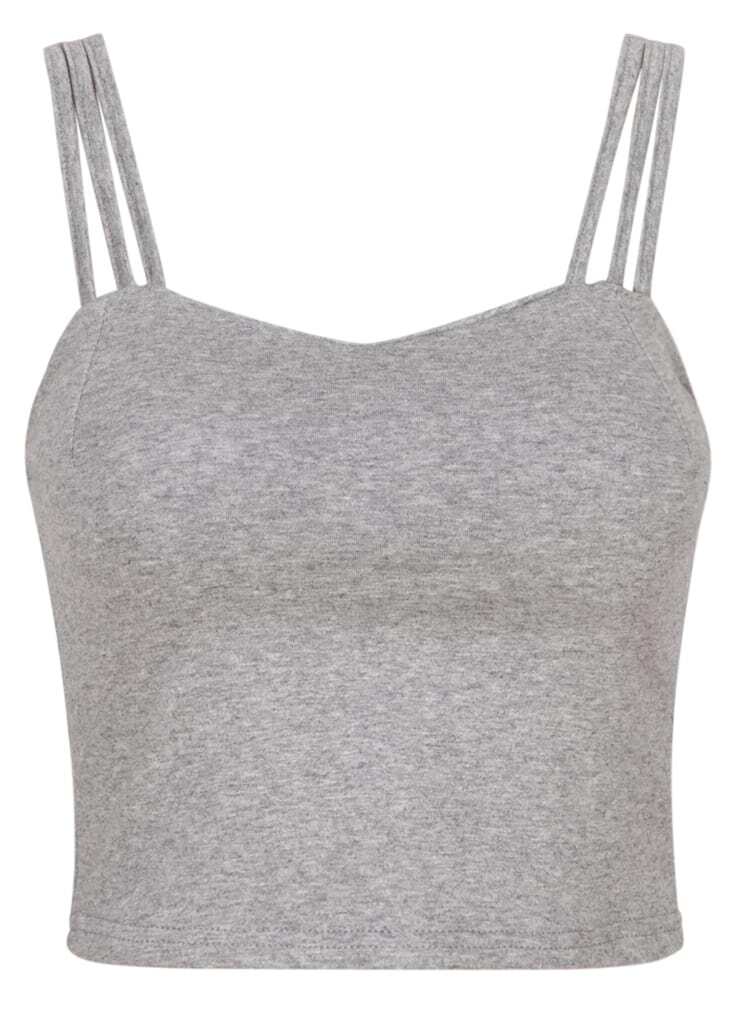 Spaghetti Strap Crop Grey Cami Topfor Women Romwe