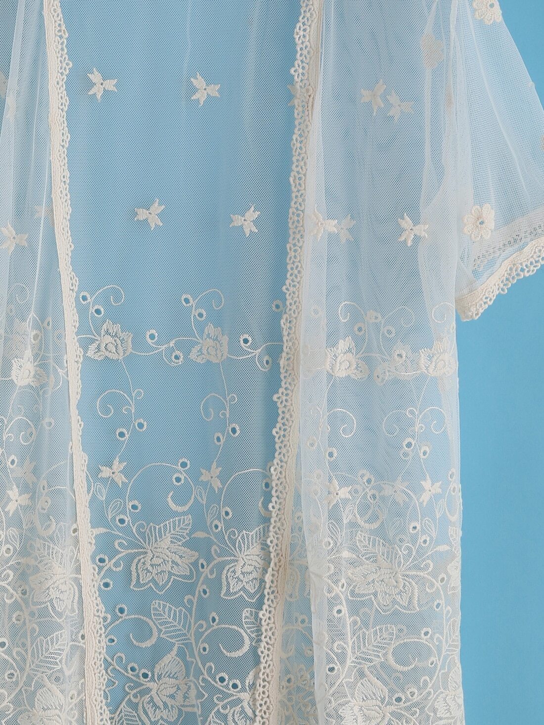 Short Sleeve Mesh Embroidered Topfor Women Romwe