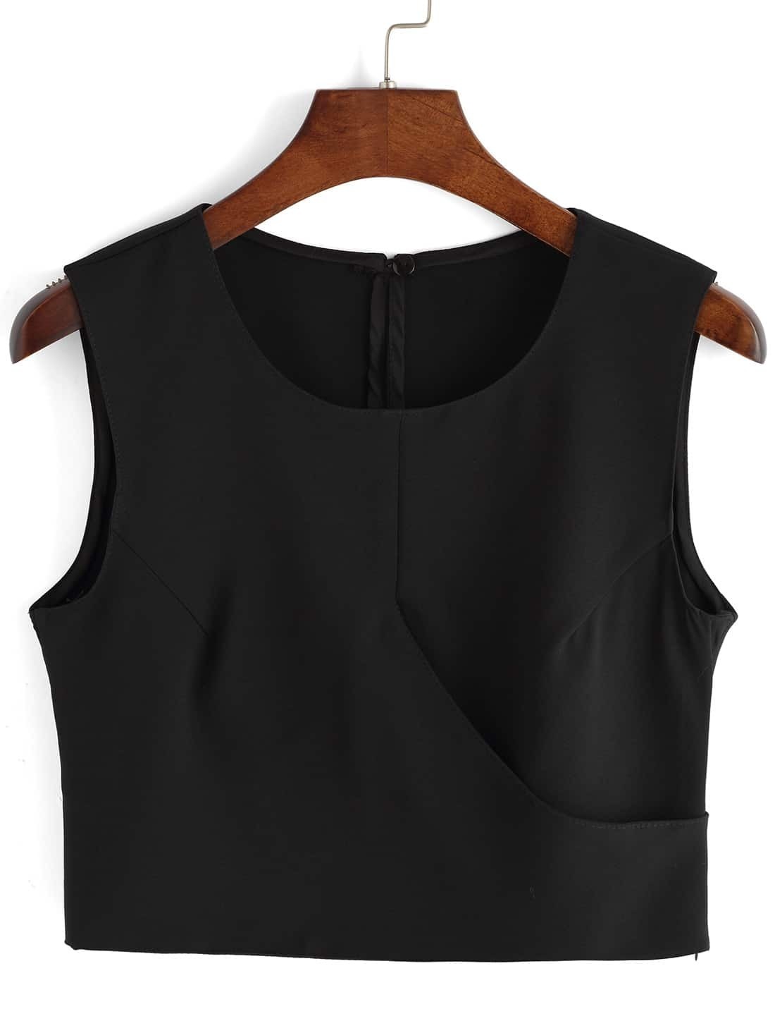 Round Neck Crop Black Tank Topfor Women Romwe