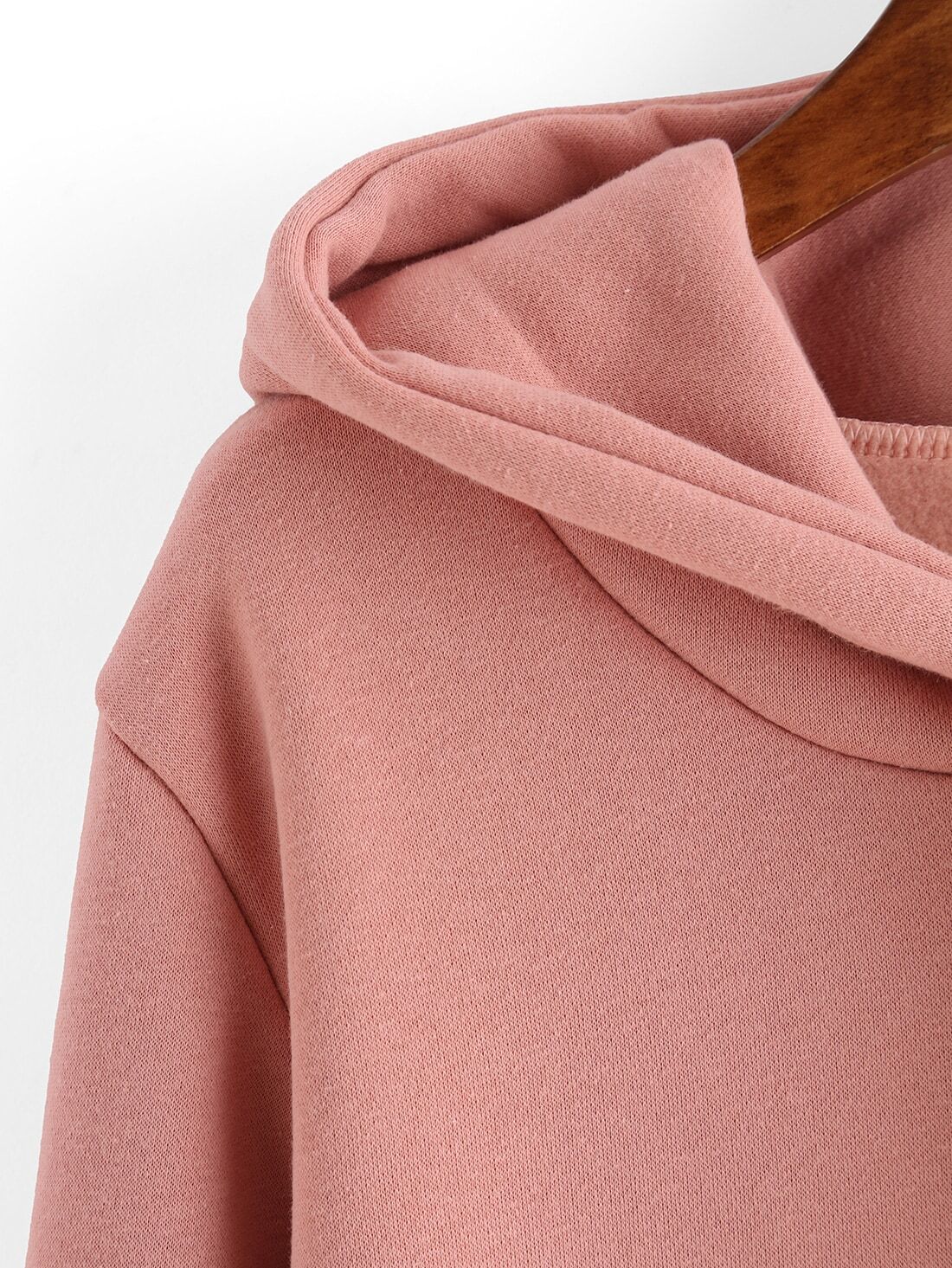 Hooded Drawstring Pocket Pink Sweatshirtfor Women Romwe