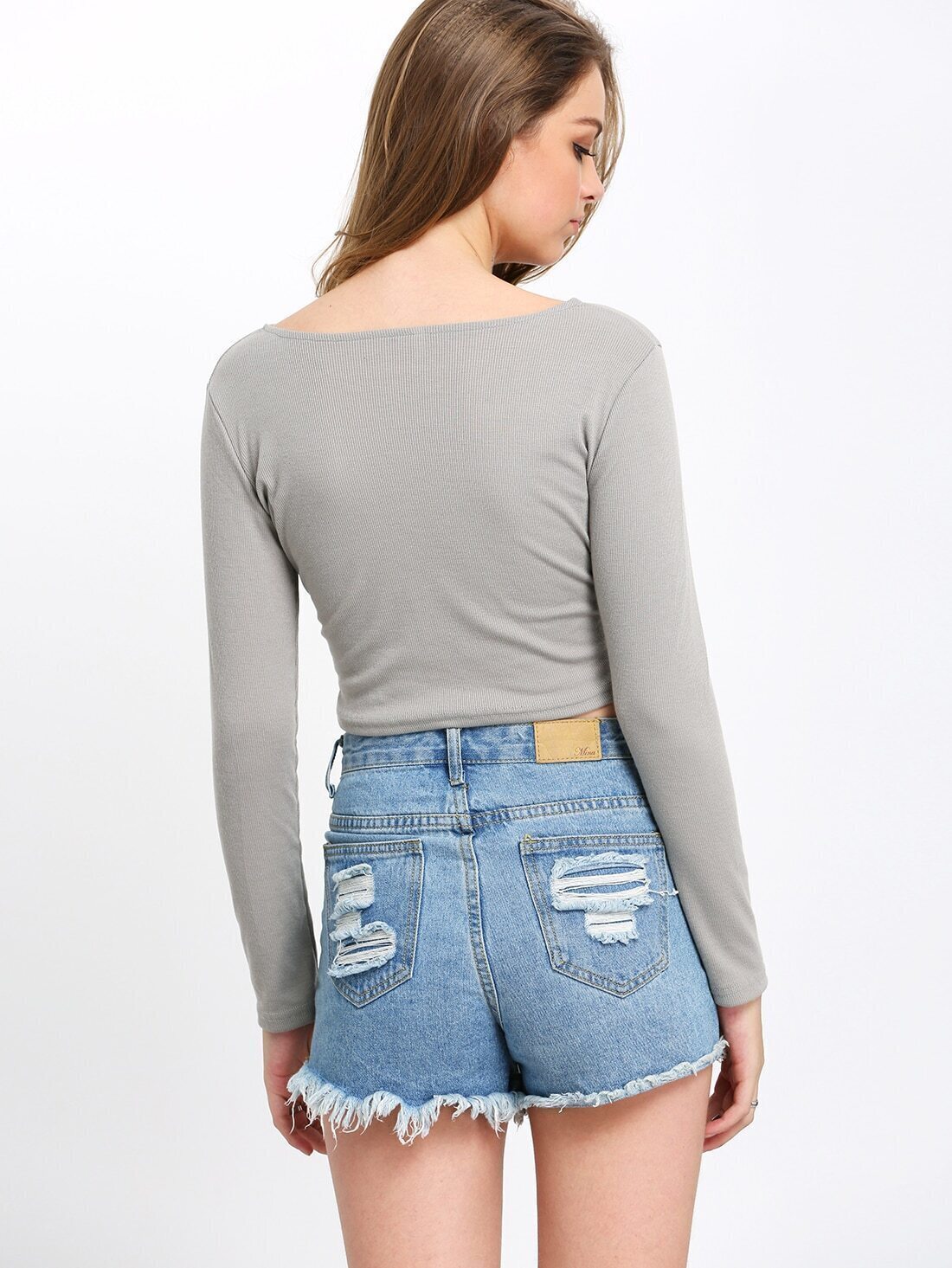 Deep V Neck Crop TopFor Women-romwe