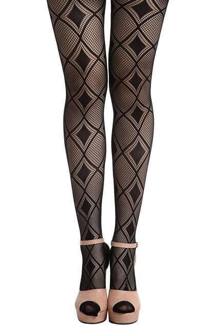 Jacquard Diamond Pattern Tights